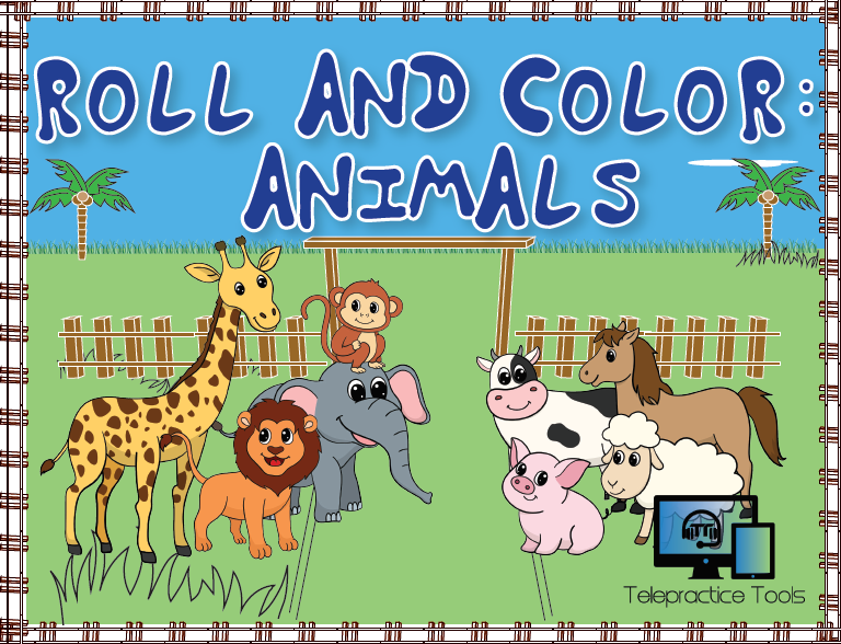 Themed Roll and Color Worksheets: Animals » Telepractice Tools