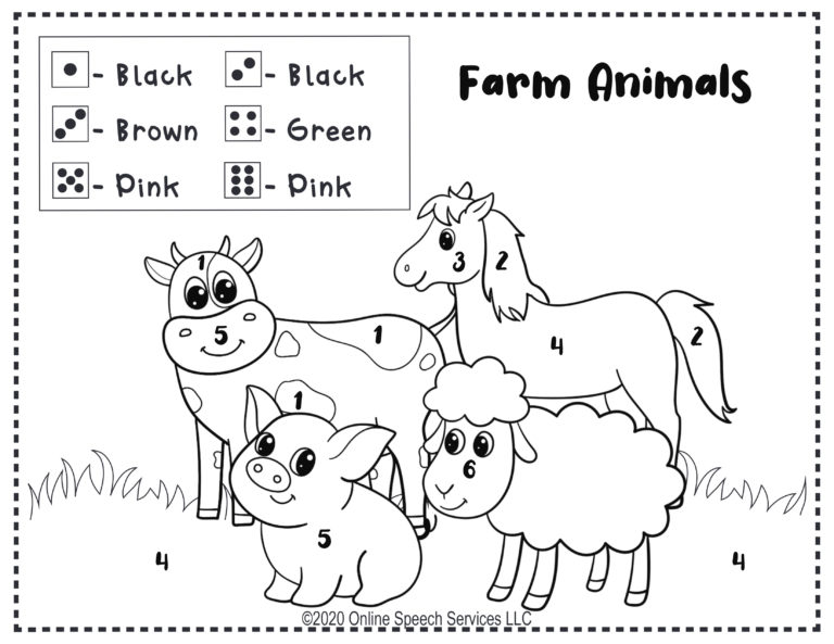 Themed Roll and Color Worksheets: Animals » Telepractice Tools