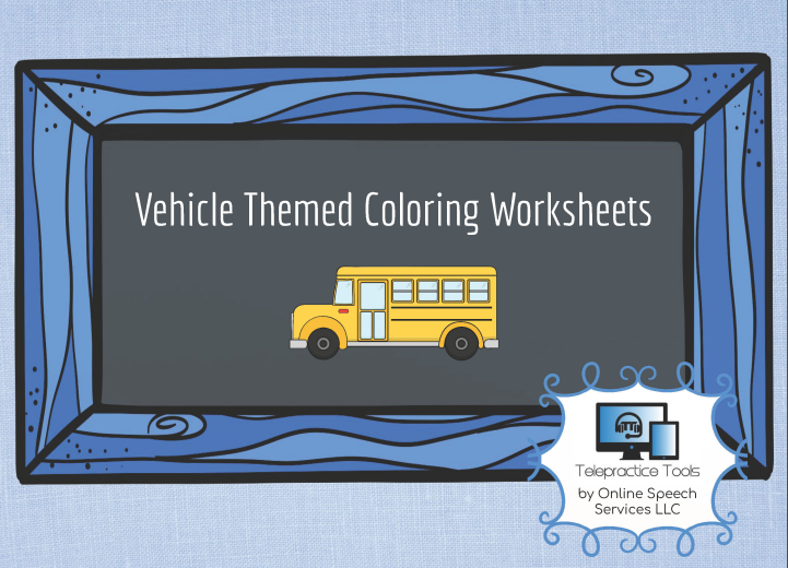 Vehicle Themed Coloring Worksheets for Preschool and EI