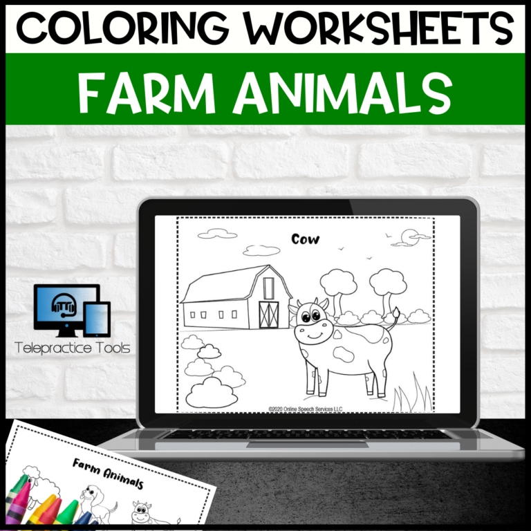 Farm Animals Themed Coloring Worksheets » Telepractice Tools