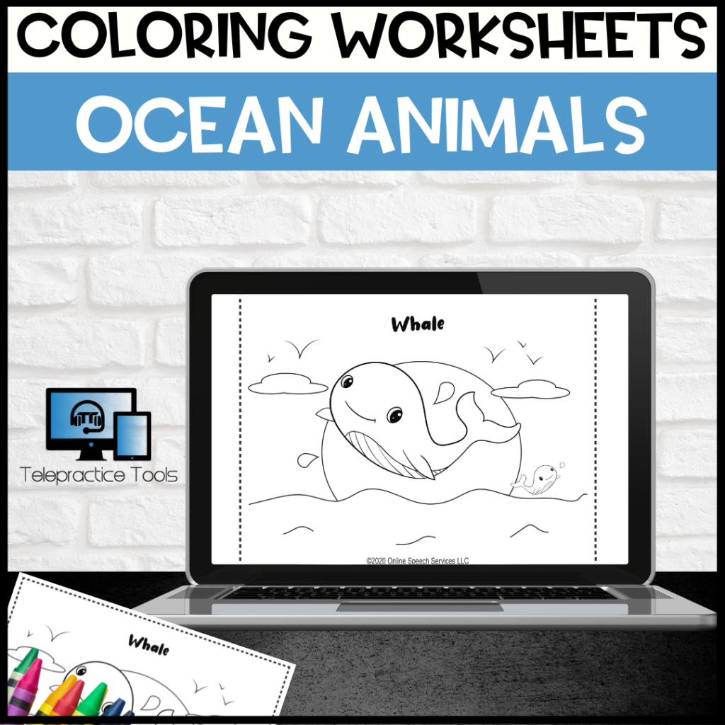 Ocean Animals Themed Coloring Worksheets » Telepractice Tools
