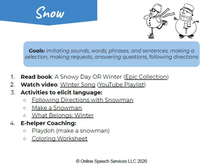 Winter Themed Lesson Plans » Telepractice Tools