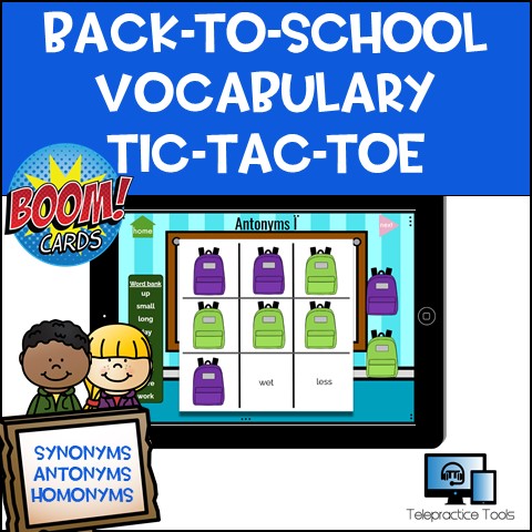 BOOM! BACK TO SCHOOL VOCABULARY Tic-Tac-Toe: SYNONYMS, ANTONYMS ...