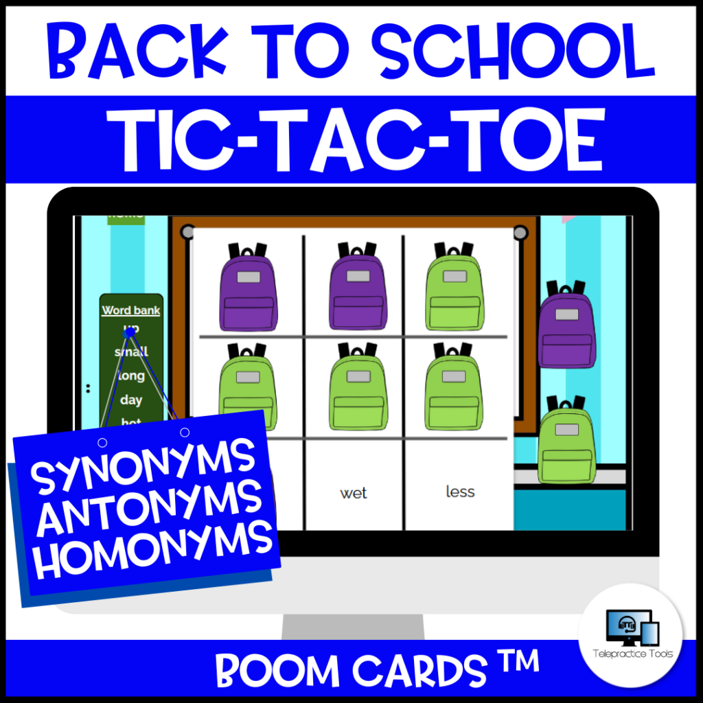 BOOM! BACK TO SCHOOL VOCABULARY Tic-Tac-Toe: SYNONYMS, ANTONYMS ...