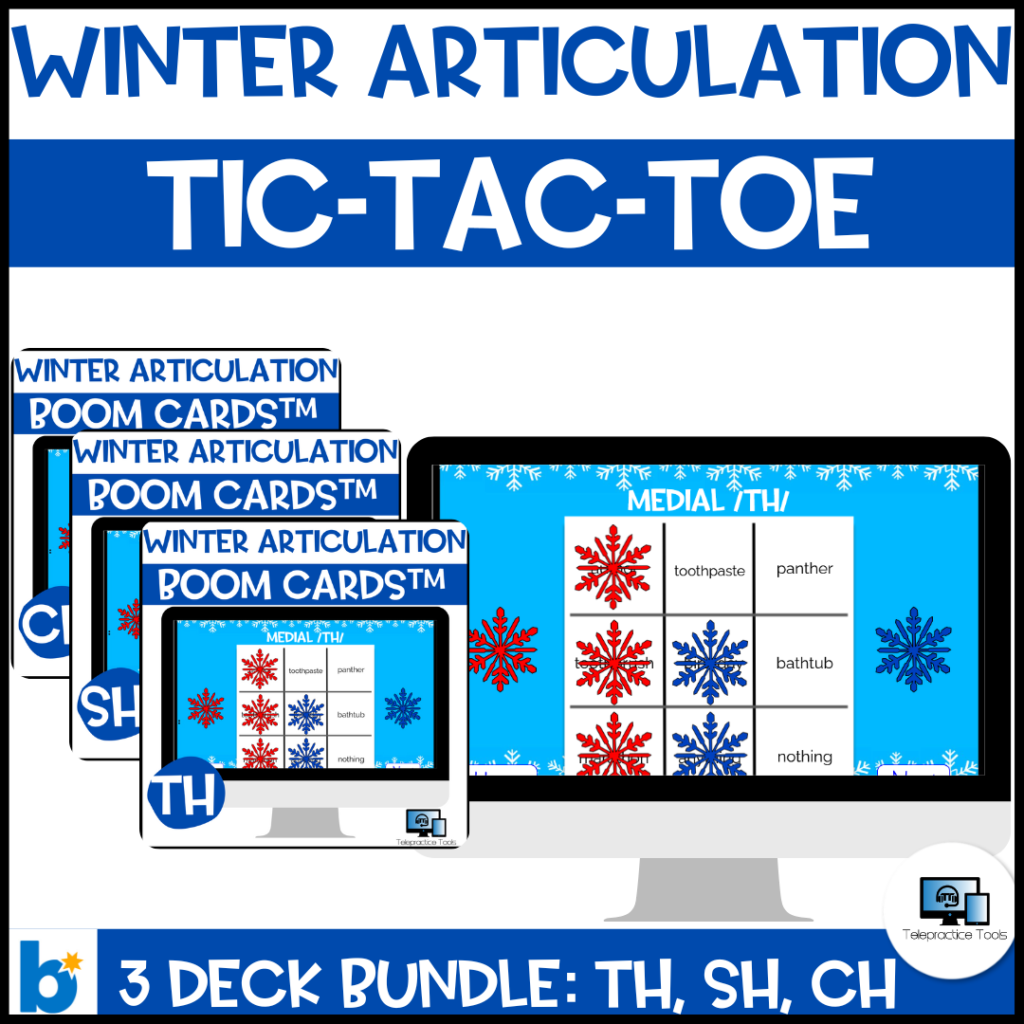 BOOM! WINTER ARTICULATION Tic-Tac-Toe Bundle: /th/, /sh/, /ch ...