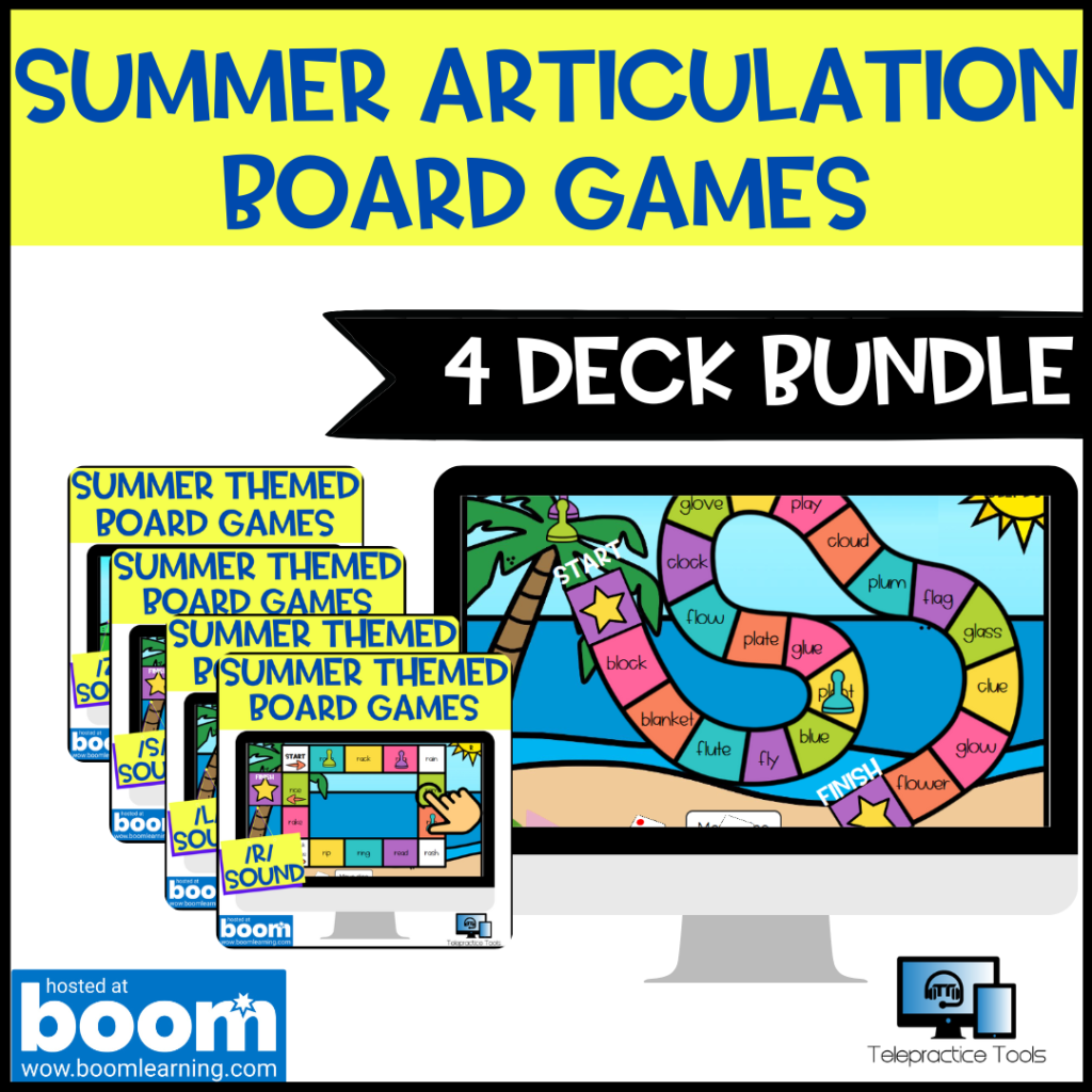 Summer Articulation Board Game Bundle: R, S, Z, L » Telepractice Tools