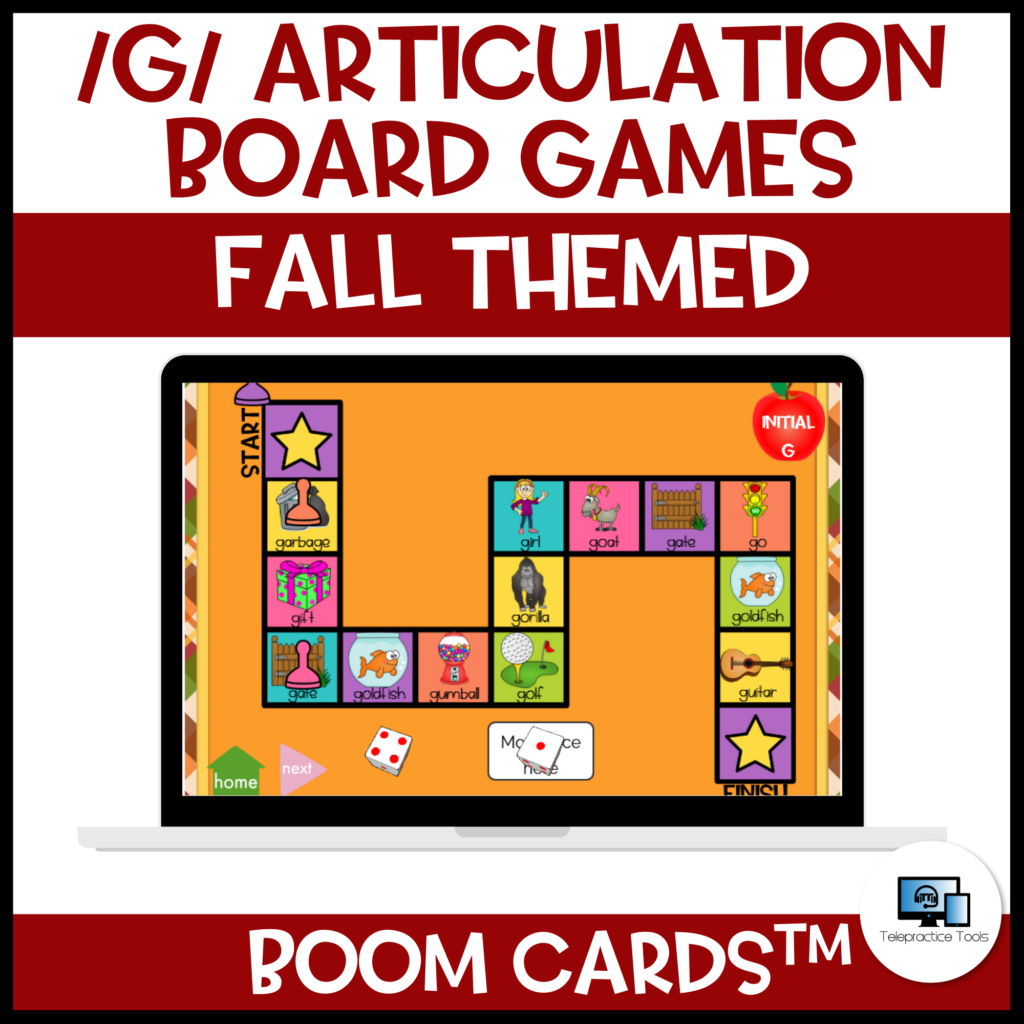 Fall Themed Articulation Boom Card™ Board Games: G Sound Pictures ...